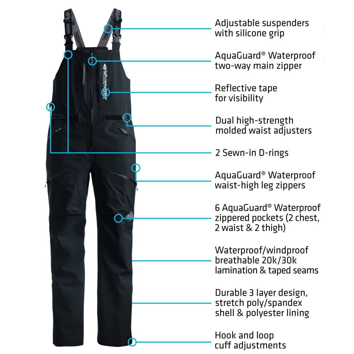 Whitewater Great Lakes Pro Fishing Bib | Whitewater Fishing